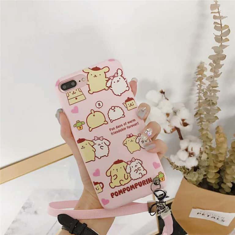 Pink Pompompurin iPhone Case with Strap – Kawaii Case